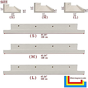 Calenzana Wall Mounted Floating Shelves, 3 Pack 47 inch and 3 Pack 16 inch Photo Picture Ledge Shelf for Living Room Bathroom Bedroom Kitchen Office, Creamy White