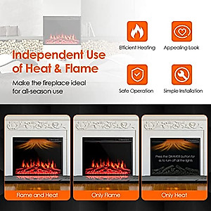 GOFLAME 34 Inch Electric Fireplace Insert, Freestanding & Recessed Ultra Thin Electric Fireplace with 5100 BTU Heat Output, 4 Flame Bed & Flame Colors, Remote Control, Overheat Protection, 750W/1500W