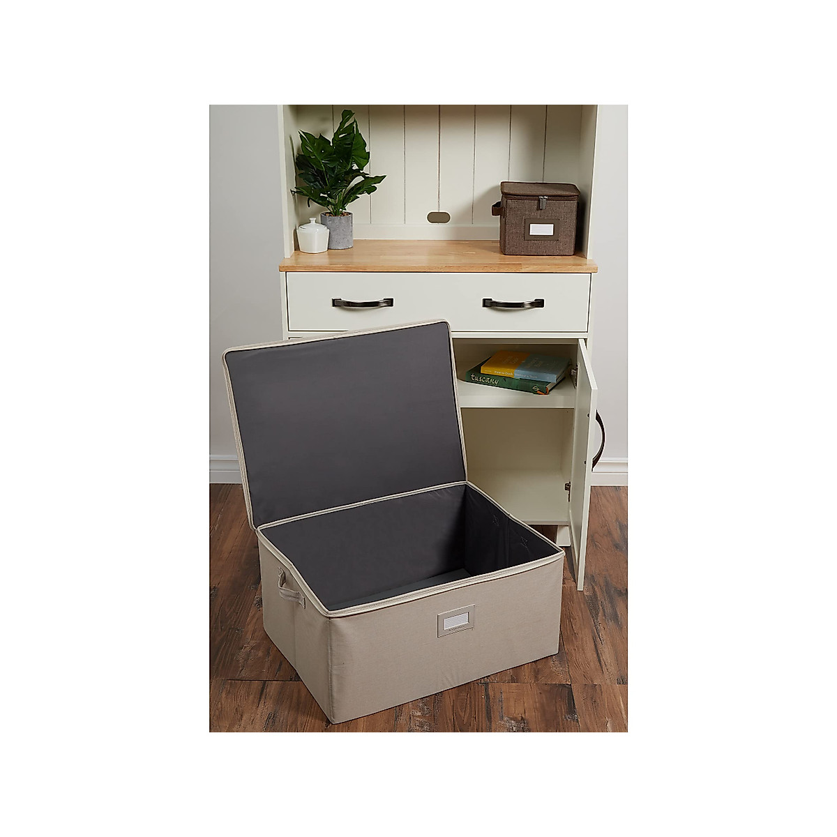 Covermates Platter Serveware Storage Box - Durable Polyester, Dual Zippers, Carrying Handles, ID Window, Kitchen Storage-Beige Heather