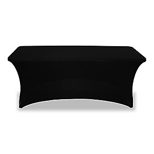YIIBAII Table Covers Rectangular Fitted Spandex Tablecloths for Indoor Patio Wedding Banquet Table Cover Party Stretchable Washed Tablecloth,Band 2 Laundry Bags (Black, 2PCS 6FT)