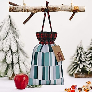 Christmas Gift Bags with Drawstring Burlap Gift Bags Abstract Geometric Christmas Linen Bags for Xmas Party Candy Bags with Cards Xmas Reusable Wrapping Bags Christmas Linen Treat Bags for Holiday
