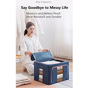 RTBQJ-AT Frame Storage Box, Large-Capacity Clothes Storage Containers ​with Transparent Windows and Handles, ​Mobile Storage Artifact for Bedding, Clothes, Closet, Bedroom (2 pieces large)