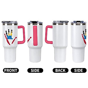 Antigua And Barbuda Flag Palm Print 40oz Water Bottle Double Wall Insulated Tumbler with Handle Leakproof Travel Mug Light Rose Red-style