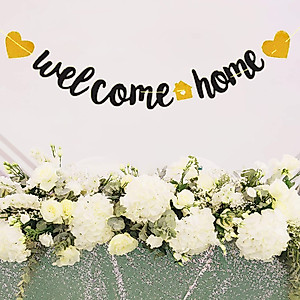 Welcome Home Banner with Two Heart and A Vivid Home Sign Flash Party Decorations, Funny Home Party Sign Decors Family Party Housewarming Banner for Family Theme Party Supplies Decorations