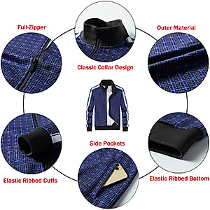 W JIANWANG Track Suits for Men Set Jogging Tracksuit Mens Sweatsuits 2 Piece Fashion Designer Plaid Jogger Sweat Suits Sports Clothes Jackets and Pants Two-piece Outfits Blue JW-2401-S