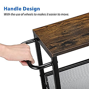 MOOACE Slim Storage Cart, 4 Tier Rolling Kitchen Shelving Unit on Wheels Mobile Narrow Cart with Wooden Tabletop for Bathroom, Laundry Narrow Places, 16.6''x 7.3''x 31.1''inch