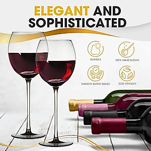 BERKWARE Colored Red Wine Glasses Set of 4 - Elegant Long Stem Wine Glass - 13.3oz (Smoke)