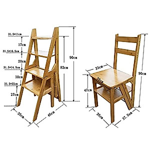 LUCEAE Step Stool Wooden Folding 4 Step Stool Portable Ladder Chair,Multifunctional Step/Stair Chair for Home Library/Closet/Bedroom Balcony
