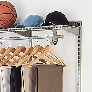 ClosetMaid ShelfTrack Wire Closet Organizer System, Adjustable from 5 to 8 Ft., with Shelves, Clothes Rods, Shoe Shelf, Hardware, Durable Steel, Nickel