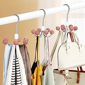 TOPIA HANGER Hoodie Hangers 2-Pack with 6 Cedar Balls, 360°Swivel Purse Hanger, Scarf Hanger, Closet Hooks, Handbag Organizer, Bra Hanger, Accessory Organizers for Scarf, Tanktop, Hat, Hoodie CT43C
