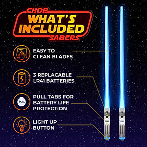 LIGHTSABER CHOPSTICKS STAR WARS LED LIGHT-UP Glowing Light Saber Chop Sticks REUSABLE Sushi Lightup Sabers - LUKE SKYWALKER BLUE - 1 PAIR