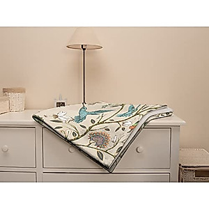 ARTBLANKET Stylized Flowers and Hummingbird Throw Blanket Fannel Fleece Super Soft Funny Blanket Travel Throw Blanket for Bed Couch Sofa 80 x 60 Inch for Adult