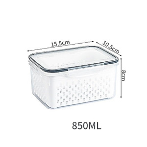 3PCS Fruit Storage Container with Lid & Colander, Produce Vegetable Saver Container, Refrigerator Keep Fruits Veggie Food Meat Fish Fresh, Draining Fresh Container 3 In 1 Organizer
