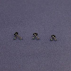 Pierstyles 20G 18G 16G Threadless Push in Lip Ring Stainless Steel 3mm Clear CZ Stud Top 6mm 8mm 10mm Labret Tragus Nose Cartilage Daith Stud Earring Flat Back Monroe Piercing Jewelry for Women Men,