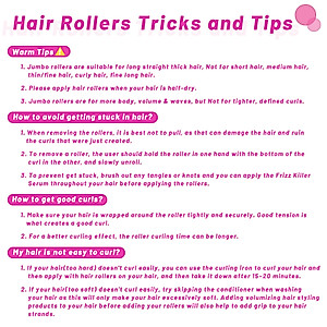 Jumbo Hair Curlers Self-Grip Rollers, 60mm Large Rollers with Clips for Long, Thick Straight Hair (Rose Red) - Hair Curlers Rollers