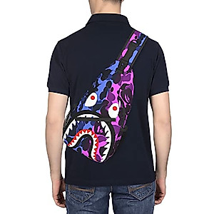 Frenchsh Camo Shark Crossbody Shoulder Bag Casual Backpack for Adult Boy One Size