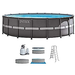 Intex 18ft X 52in Ultra Frame Pool Set with Sand Filter Pump, Ladder, Ground Cloth & Pool Cover