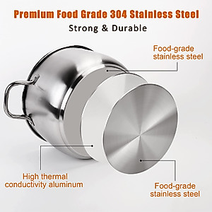 DricRoda Soup Pot 8 Quart Pot Stainless Steel Pasta Pot, Nonstick Stock Pot Cooking Pot with Lid and Handles, Large Pot Big Pot for Cooking Glass Lid Stockpot for Home Restaurant Party Dishwasher Safe