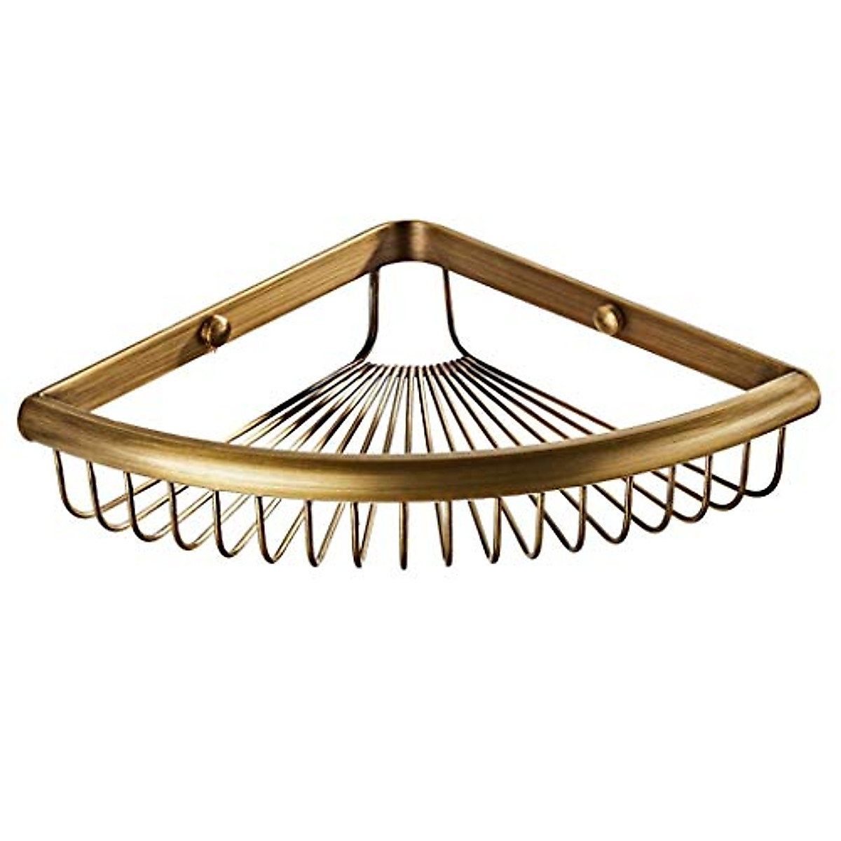 joyMerit Vintage Design Corner Shower Caddy, Brass Wall Mounted Bathroom Shelf, Storage Organizer for Toilet, Dorm and Kitchen - Bronze