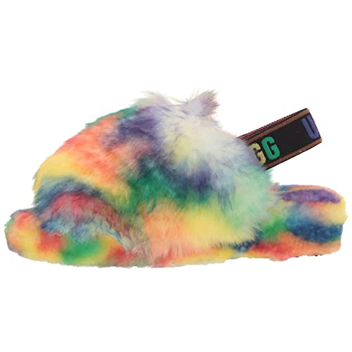 UGG All Gender Adult Fluff Yeah Pride Slipper, Rainbow, Women's Size 5 / Men's Size 3