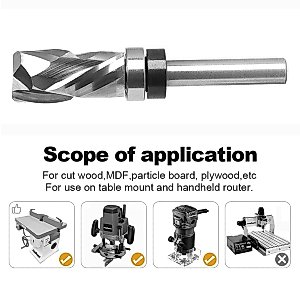 Spiral Flush Trim Router Bit 1/4 Shank by PROMSA, Ultra-Performance Compression Top Bearing Router Bit, Solid Carbide Trim Router Bits, Flush Cut Router Bit for Wood Trimming, Up-Down Cut