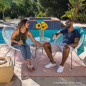 Best Choice Products 3-Piece Outdoor Acapulco All-Weather Patio Conversation Bistro Set w/Plastic Rope, Glass Top Table and 2 Chairs - Natural