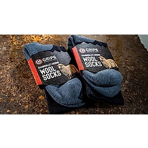 GRIP6 Everyday Merino Wool Socks - Lightweight Wool Hiking Socks - Warm Crew Socks for Men and Women - Cold Weather Gear - Black, Medium (1-pack)