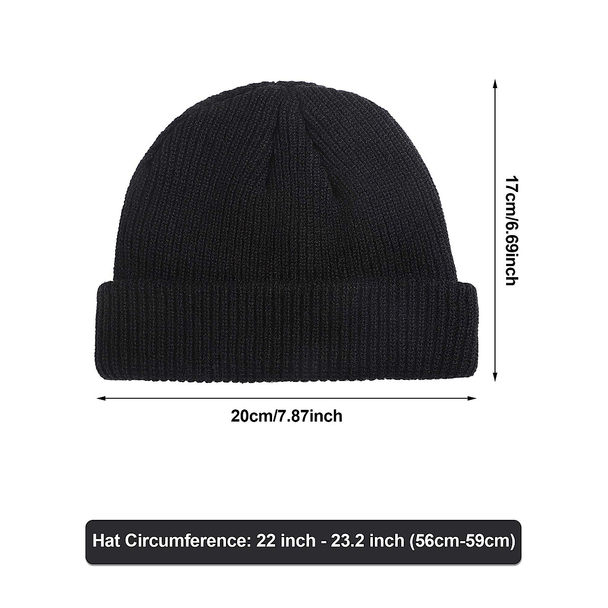 SATINIOR 2 Pieces Winter Short Fisherman Beanie Hat Trawler Beanie Watch Hat Edge Skullcap for Men (Black and Yellow)