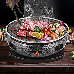 Cast Iron Charcoal Grill Burners Charcoal BBQ Grill Portable Tabletop Grill Food Charcoal Stove Household Barbecue Tools with Solid Wooden Tray Barbecues Burners (Color : Black, Size : 33x12cm)