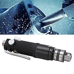 3/8in Air Drill with 3 Jaw Chuck Straight Handle Reversible Adjustable Speed Pneumatic Drilling Tool 900rpm CW CCW(European Style)