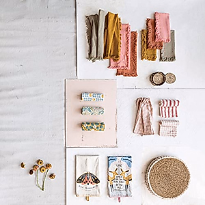 Creative Co-Op Woven Cotton Fringe, Set of 4 Colors Tea Towel, Multi