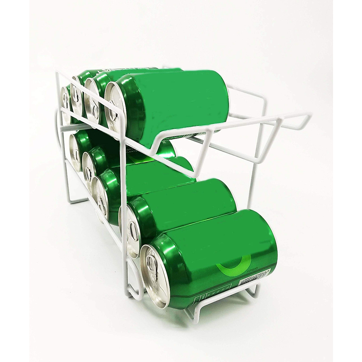 FixtureDisplays® Stylish Soda Can Beverage Dispenser Rack, Dispenses 10 Standard Size 12oz Soda Cans and Holds Canned Foods 16938-NF