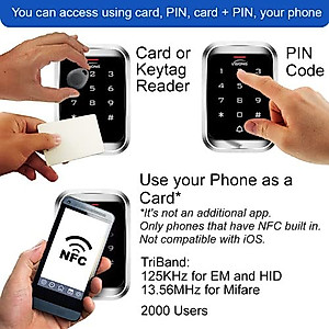 Visionis FPC-5100 One Door Access Control Out Swinging Door 1200lbs Maglock + Outdoor Weatherproof Keypad/Reader Standalone with Mini Controller + Wiegand 26, No Software, EM Card, 1000 Users Kit