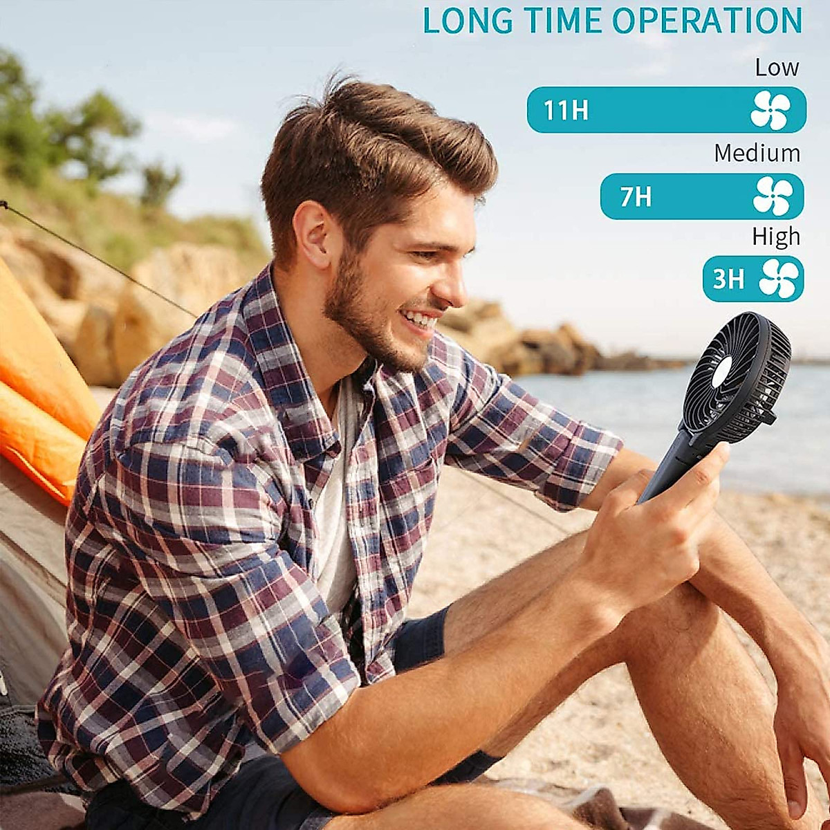 2-PACK Portable Handheld Fan,USB Rechargeable Fan with 2200mAh Battery Operated, Mini Hand Held Fans 3 Speeds Adjustable, 180° Rotation Foldable Personal Desk Fan for Home Office Desktop and Travel