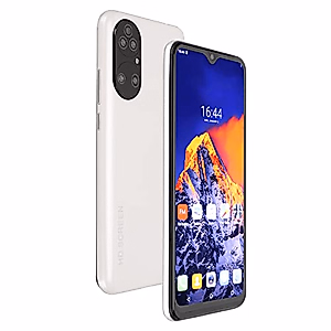6GB 64GB Smartphone, 6GB 64GB H22 6.5 Inch Smartphone MT6580 CPU Ultra Slim Face Recognition White for Daily Life (US Plug)