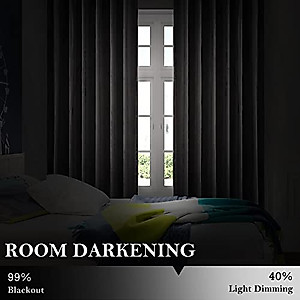 HOMEIDEAS Black Velvet Curtains 84 Inches 2 Panels Soft Velvet Blackout Curtains for Bedroom Window Drapes Rod Pocket Back Tab Room Darkening Thermal Insulated Curtains, 52Wx 84L