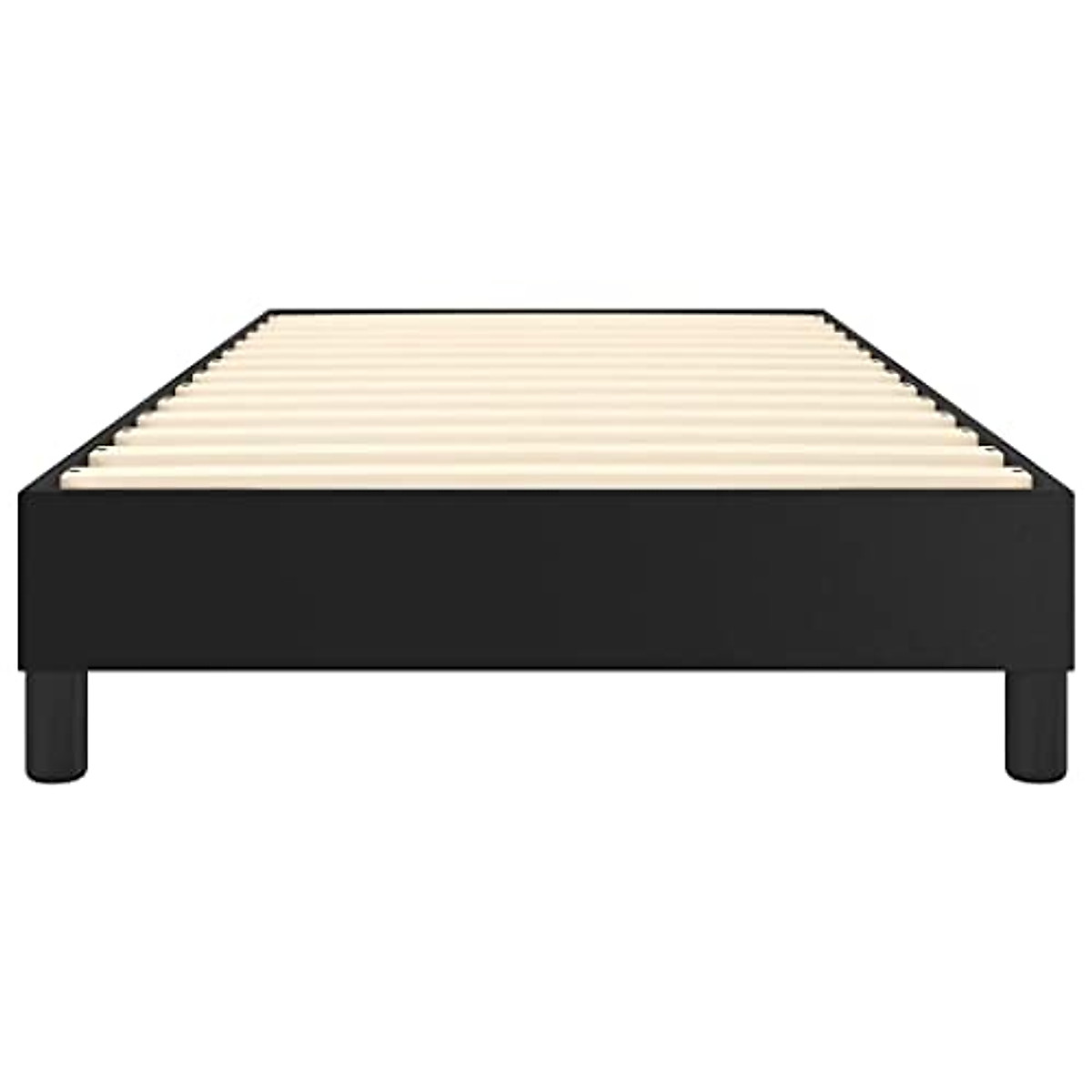 vidaXL Box Spring Bed Frame Home Indoor Bedroom Bed Accessory Wooden Upholstered Single Bed Base Furniture Black 39.4"x74.8" Twin Faux Leather