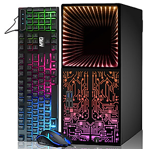 Gaming PC Desktop Intel core i7 6th Gen, Horizon+, GT-1030 4GB DDR4, 16GB RAM, 1TB SSD + 2TB HDD, HDMI, DVI, VGA, RGB Keyboard Mouse, Windows 10 Professional (Renewed)