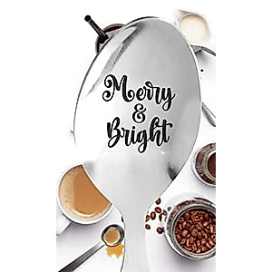 Merry & Bright | Gift For Christmas for Wife/Husband/Girlfriend/Boyfriend/Friends/Mom/Dad | Christmas Stocking Stuffer | Stainless Steel Engraved 7 inches Teaspoon