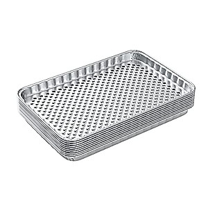 Grilling Corner 10-Pack Disposable Grill Pans for Outdoor Grill/BBQ Broiler Pans/Grilling Trays/Grill Drip Pan/Tray Liner,Prevents Food from Falling into The Grill or Sticking to The Grate