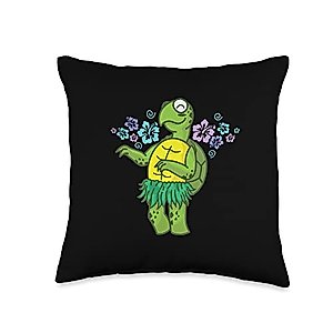 Turtle reptile carapace old Sauropsida Testudines Turtle Dancing with Skirt Reptile Water Throw Pillow, 16x16, Multicolor