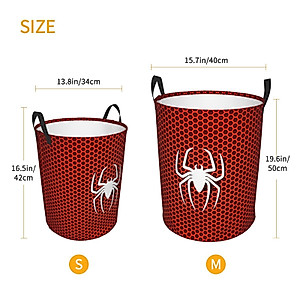 Red Spider Skin Pattern Superhero Waterproof Foldable Laundry Hamper Bucket Laundry Room Basket for College Student Storage Pillows Blankets Living Room Bathroom Home Decor