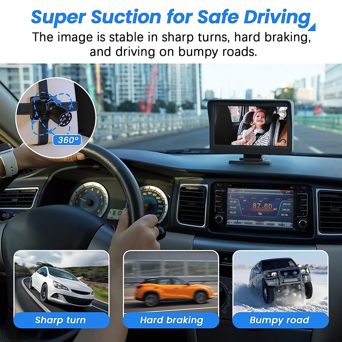 Baby Mirror for Car, Back Seat Baby Car Camera with Night Vision, View Infant in Rear Facing Seat with 4.3-Inch HD Display, Observe The Baby's Every Move at Any Time while Driving