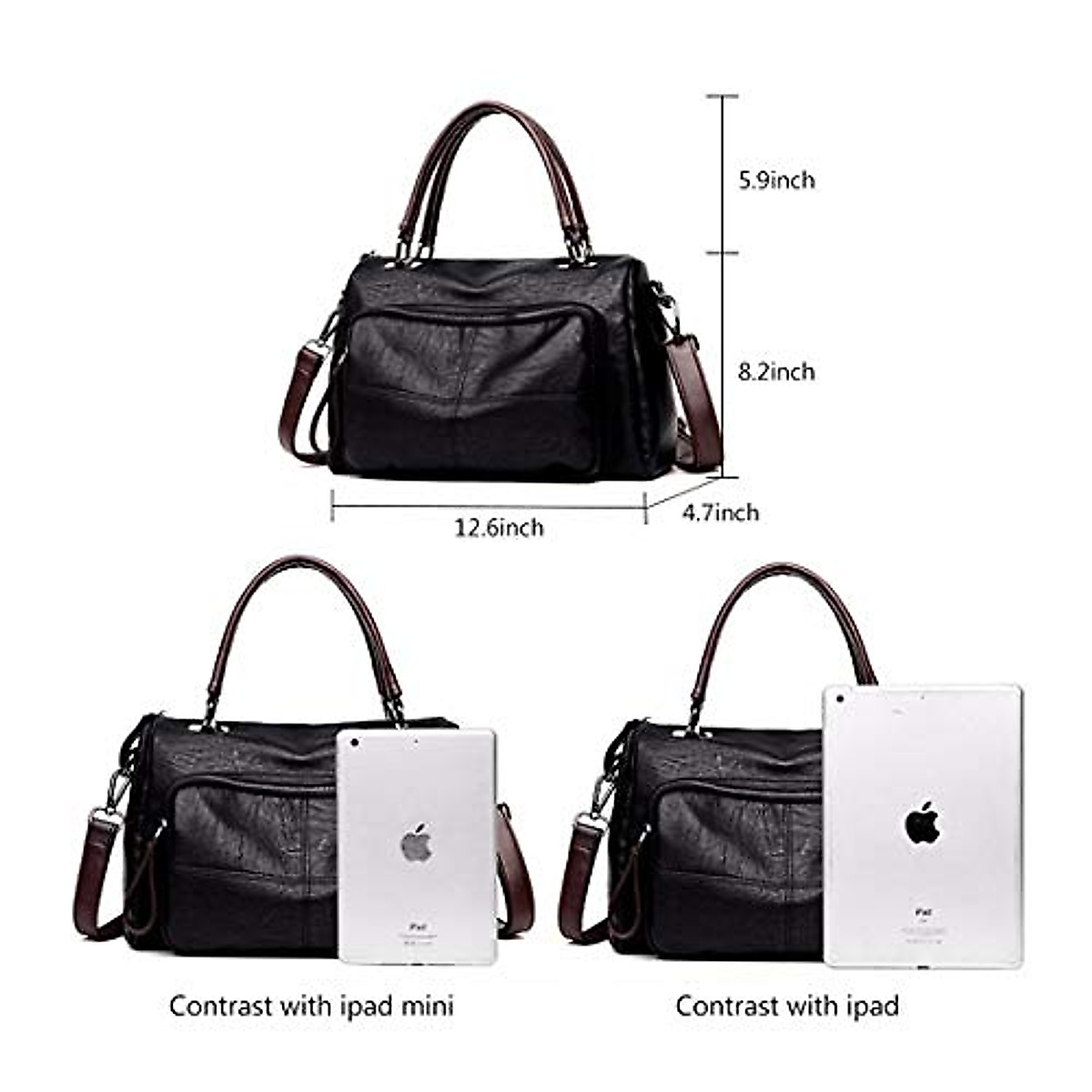 Artwell Casual Crossbody Bag PU Leather Tote Handbag Purse Shoulder Messenger Bag for Women (Wine red)