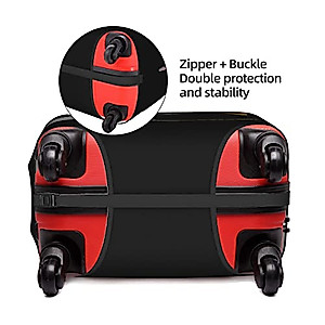 Flower Lette C Black Luggage Cover Elastic Washable Stretch Suitcase Protector Anti-Scratch Travel Suitcase Cover for Kid and Adult L (25-28 inch suitcase)