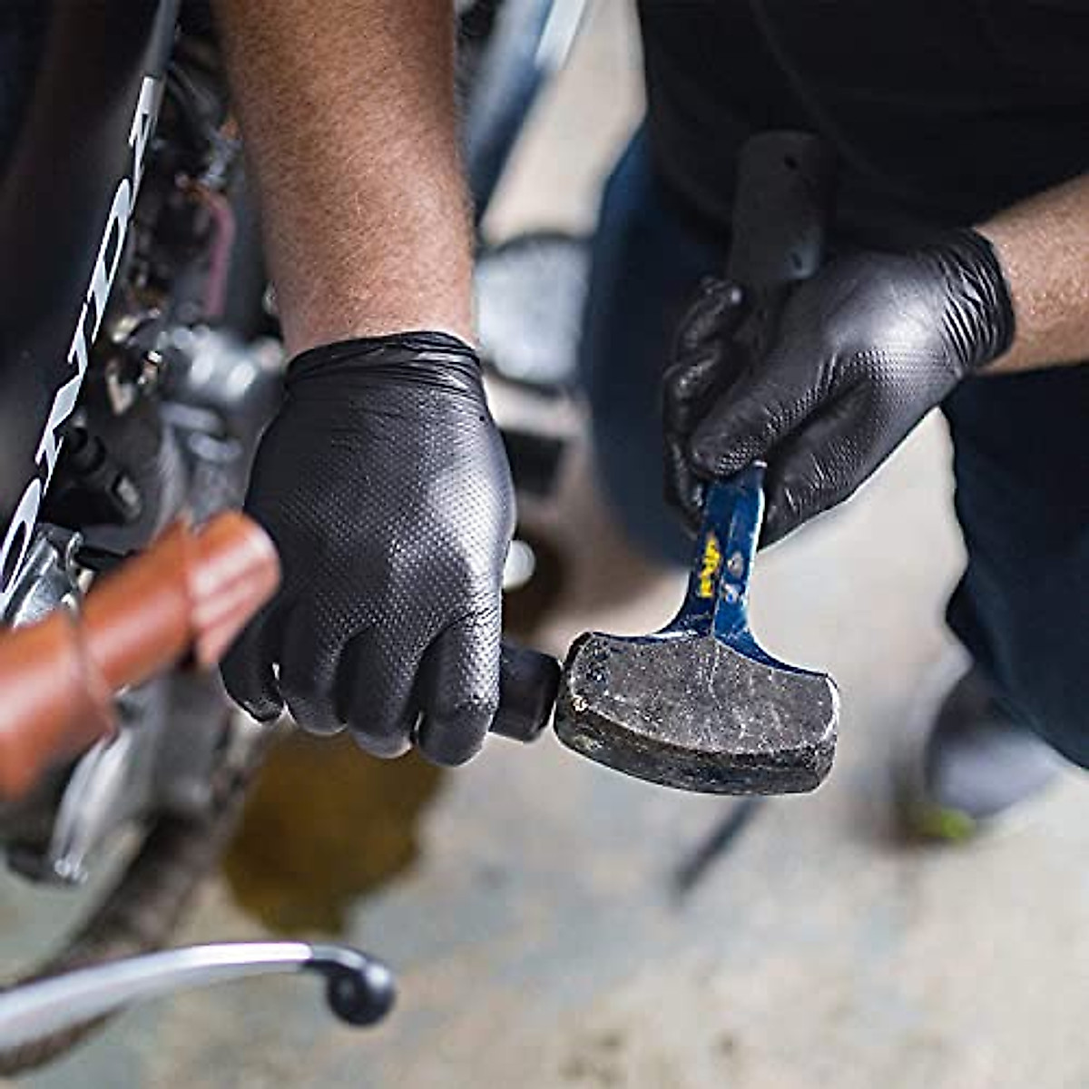 GLOVEWORKS HD Black Nitrile Industrial Disposable Gloves, 6 Mil, Latex-Free, Raised Diamond Texture, Large, Box of 100