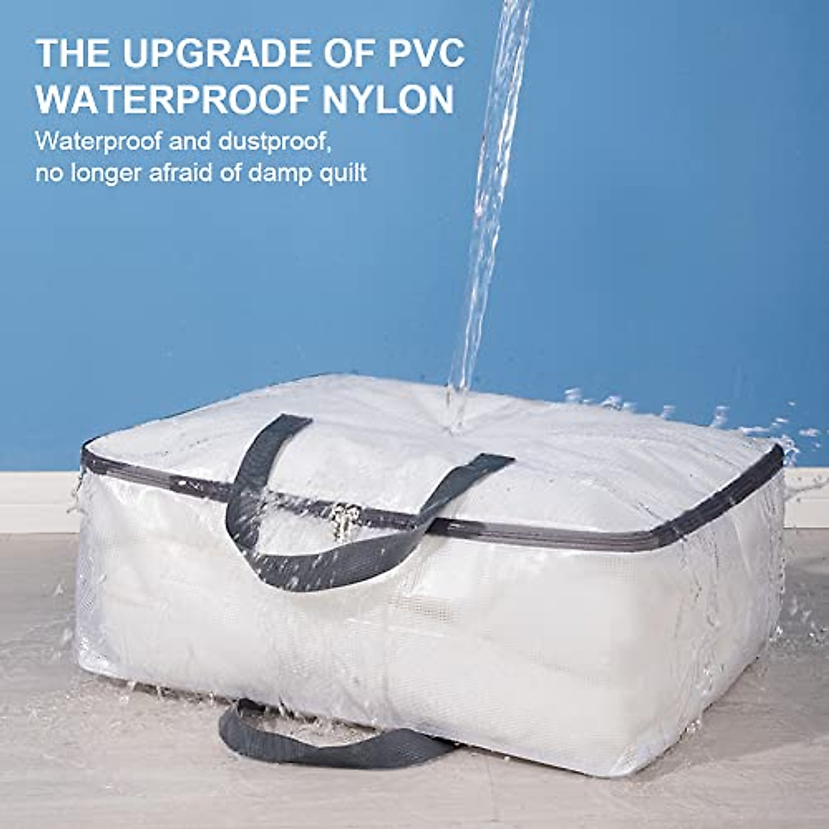 Hiermi Clear Storage Bags with Zipper- Clothes Storage Blanket Storage Under Bed Storage Large Capacity Clear Bag for Sweaters, Blankets, Comforters, Bedding Sets, and Much More (XXL, Yellow)