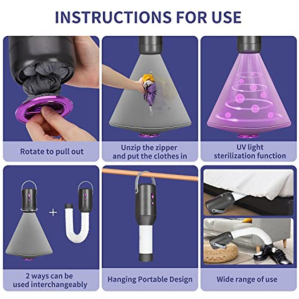 TAISHAN UV Portable Clothes Dryer, Travel Mini Dryer Machine，New Generation Electric Clothes Drying With sterilization function for Apartments