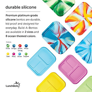 LunchBots Build -a- Bento Lunch Box, Silicone Bento Box for Kids, Multi-Compartment Lunch Container, Oven & Dishwasher Safe, BPA Free, 28 oz - Yellow