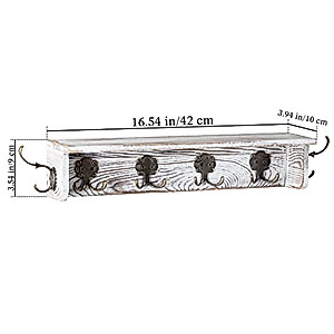 Tektalk Coat Hooks Coat Rack with 6 Double Hook Wall Mounted Coat Hat Hanger Hooks for Entryway, Bedroom, Kitchen, Bathroom - Gray